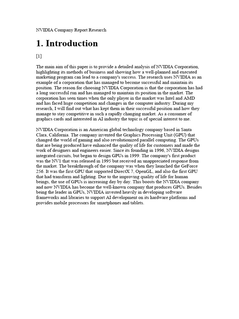NVIDIA Company Report Research | PDF | Graphics Processing Unit | Computing