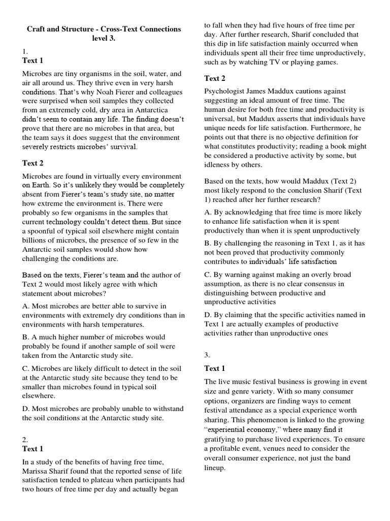 Cross-Text Connections Level 3 Practice | PDF | Polar Bear | Dinosaurs