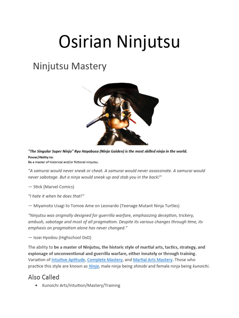 Mastering Osirian Ninjutsu Techniques | PDF | Melee Weapons | East ...