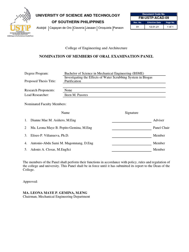 ISO Thesis Defense Forms ME UG Thesis | PDF | Thesis