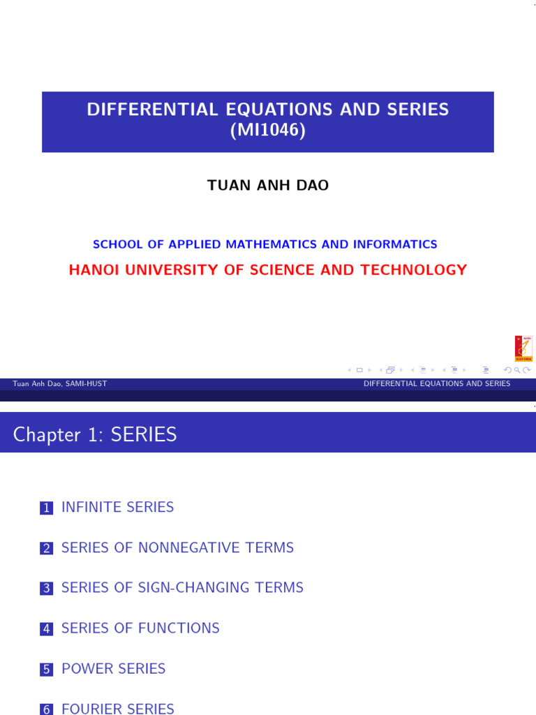 Lecture Notes Deandseries Chapter 1 Pdf Fourier Series Series