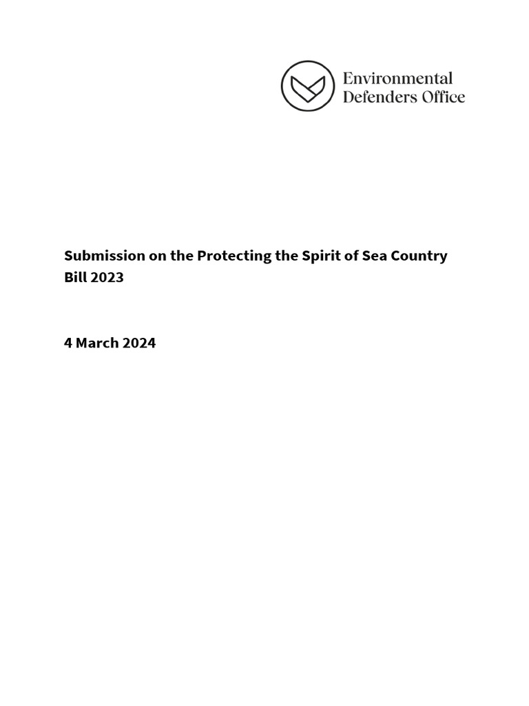EDO Submission On The Protecting The Spirit of Sea Country Bill 2023 ...