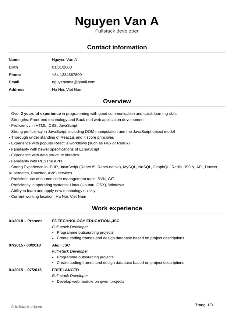 Fullstack Developer Resume SEO | PDF | Java Script | Software Architecture