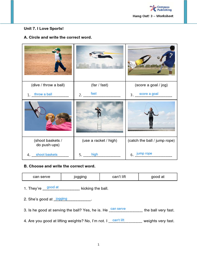 Hang Out! 3 Workbook: Sports Activities | PDF