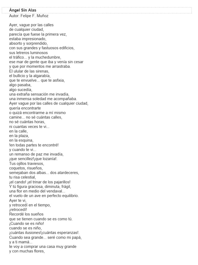 Poesia Ángel Sin Alas | PDF | Amor