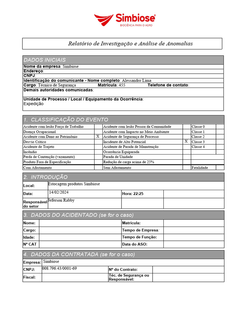 Modelo Investigação de Sinistro | PDF
