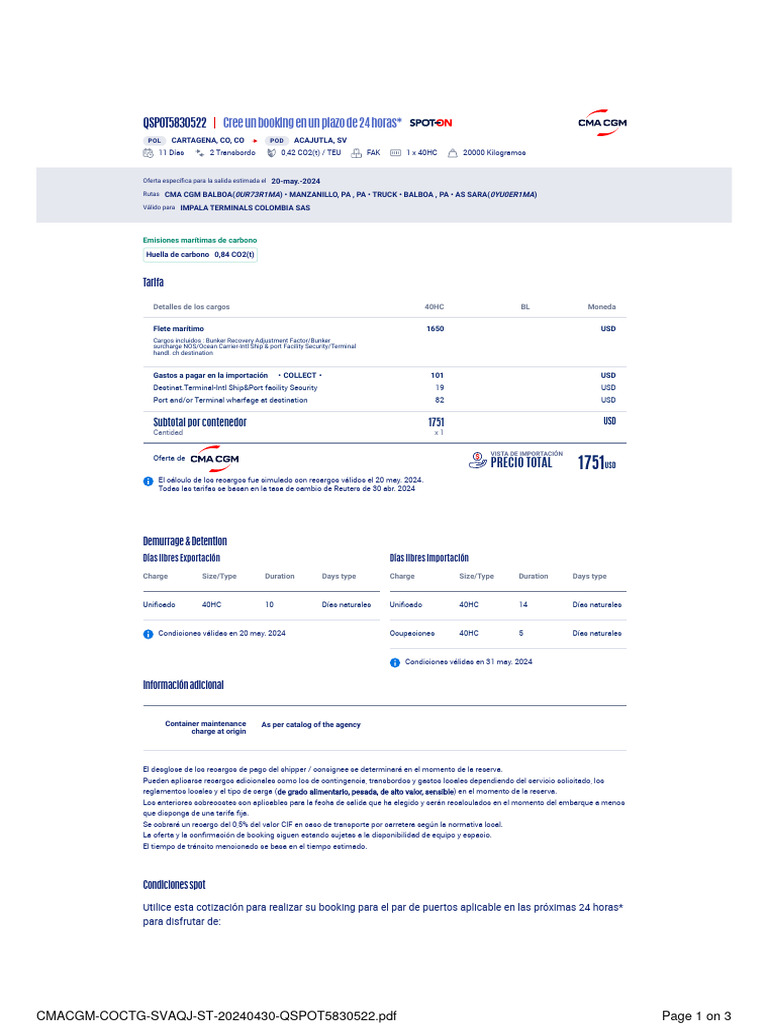 Cmacgm Coctg Svaqj ST 20240430 Qspot5830522 | PDF