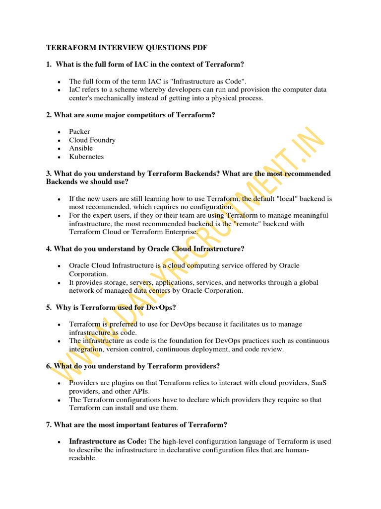 Terraform Interview Questions | PDF | Cloud Computing | Amazon Web Services