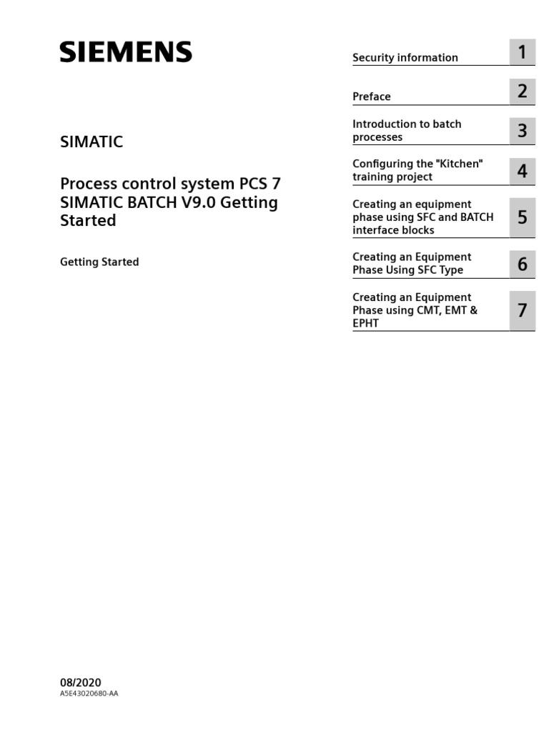 Simatic Process Control System PCS 7 SIMATIC BATCH V9.0 Getting Started | PDF | Chef | Automation
