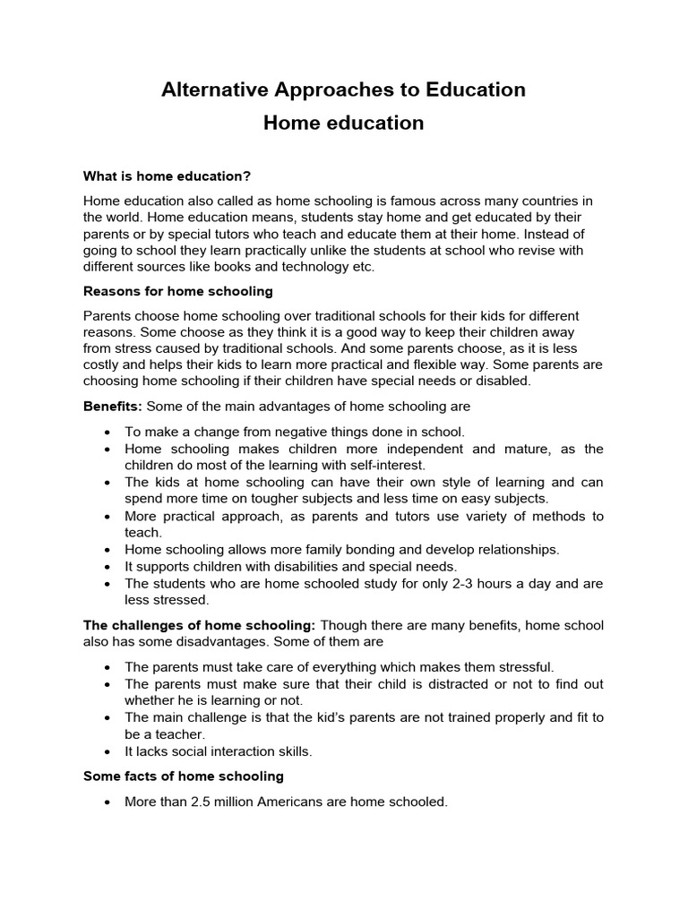 Home Education | Download Free PDF | Homeschooling | Project Based Learning
