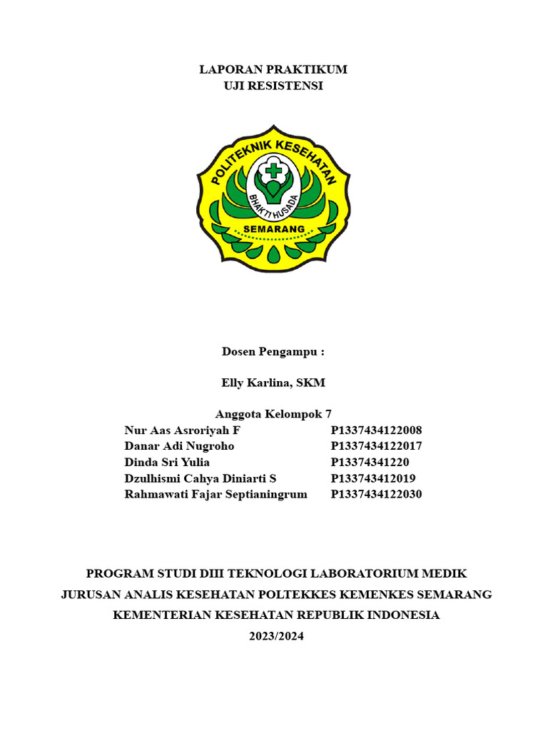 Laporan Praktikum Identifikasi Bakteri Uji Resistensi | PDF