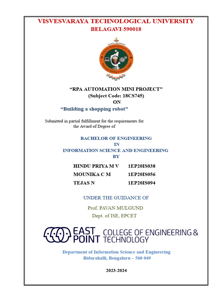 Rpa Report | PDF | Automation | Engineering