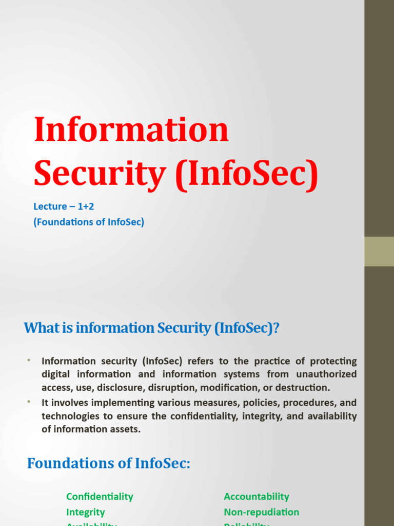 Lec 1 2 Foundations Of Infosec Pdf Information Security Access Control