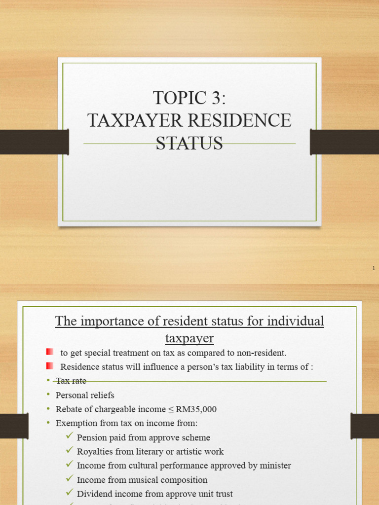 Taxpayer Residence Status Guide | PDF | Taxes | Taxpayer