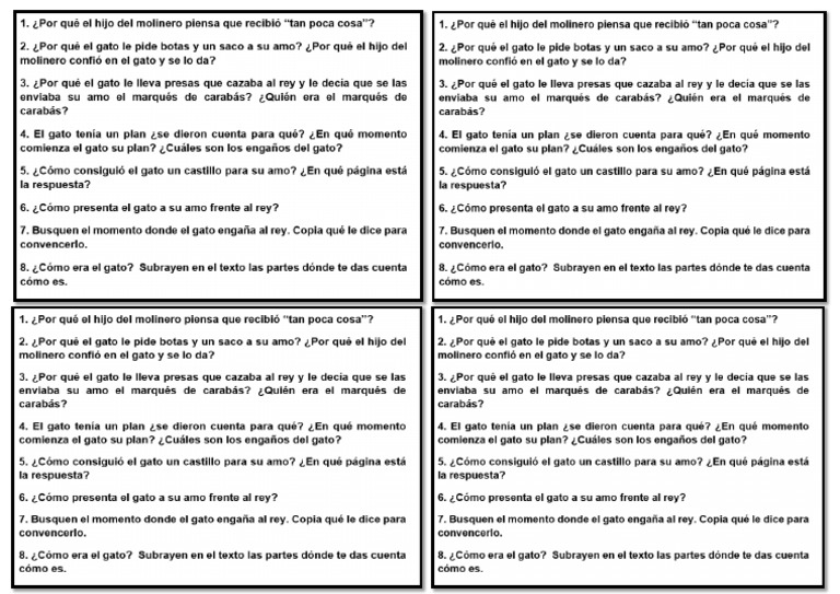 Preguntas Sobre Gato Con Botas | PDF