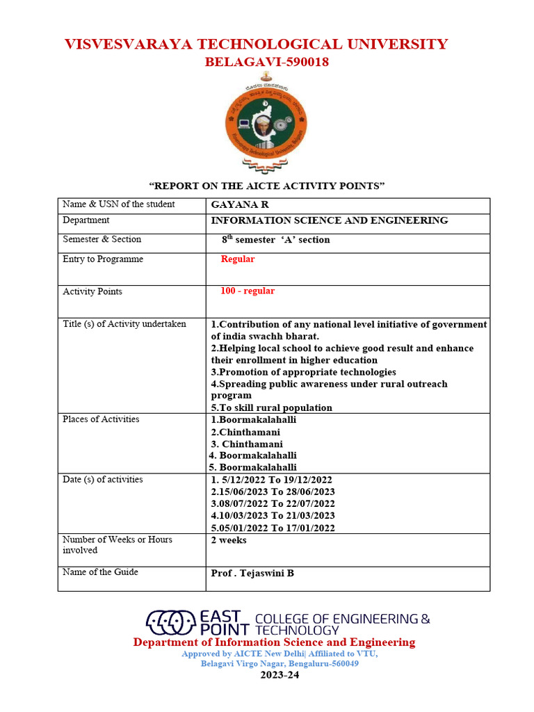 Gayana AICTE REPORT | PDF | Waste Management | Waste
