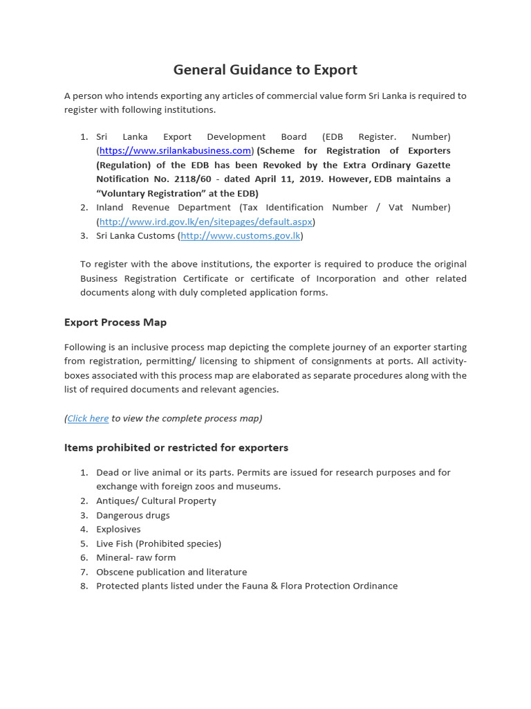 General Guidance To Export | PDF | Customs | Trade