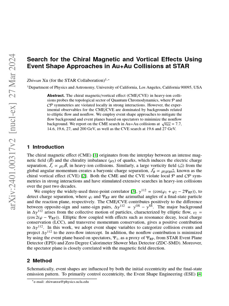 Search For The Chiral Magnetic and Vortical Effects Using Event Shape ...
