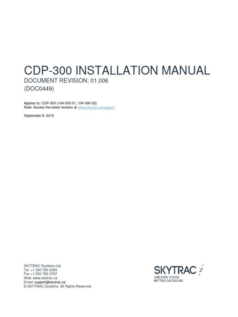 CDP 300 Installation Manual DOC0449 R01 006 | PDF | Electrical ...