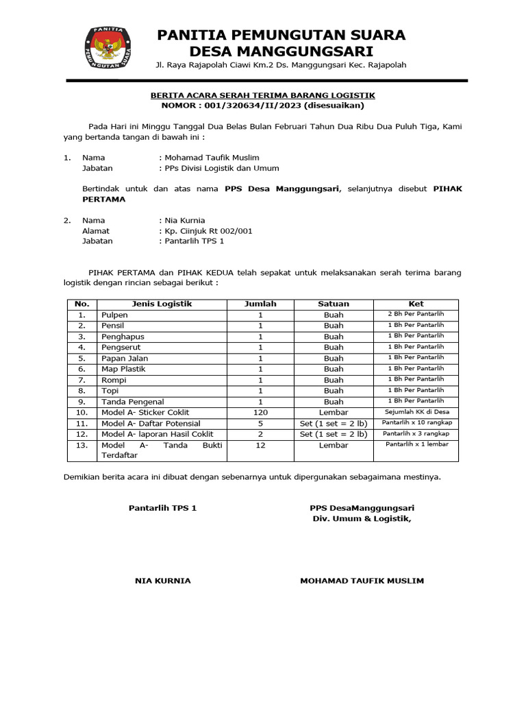 Contoh BAST PPS Ke Pantarlih | PDF | Kesehatan Holistik