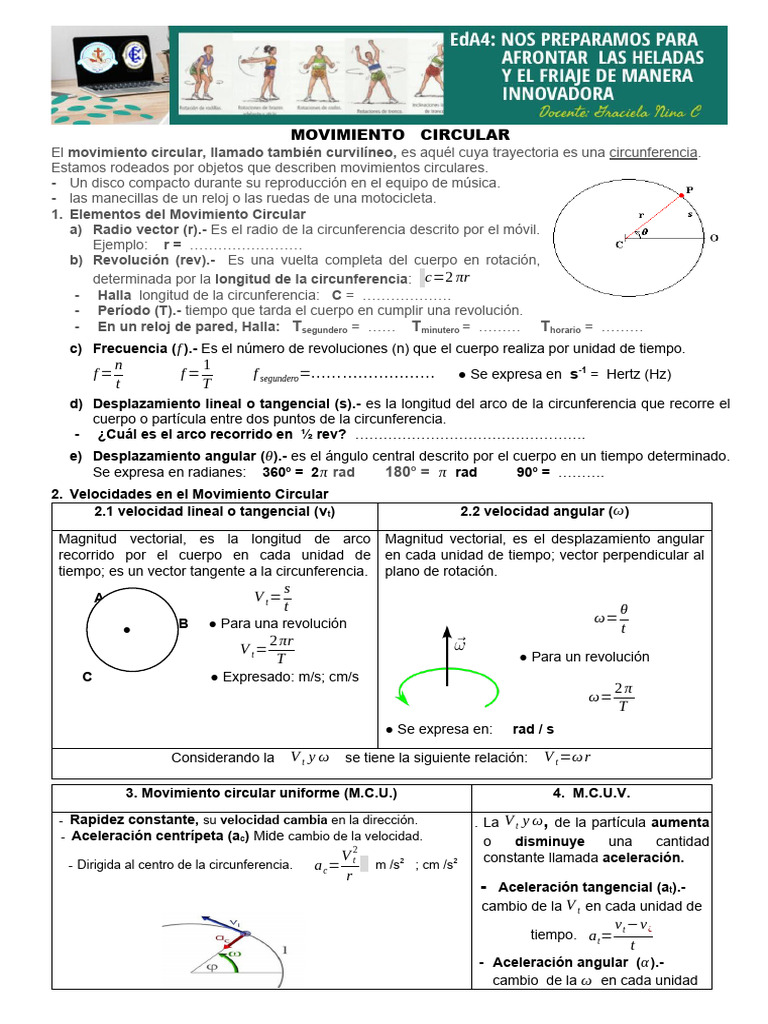 Conceptos Clave del Movimiento Circular | PDF | Velocidad | Aceleración