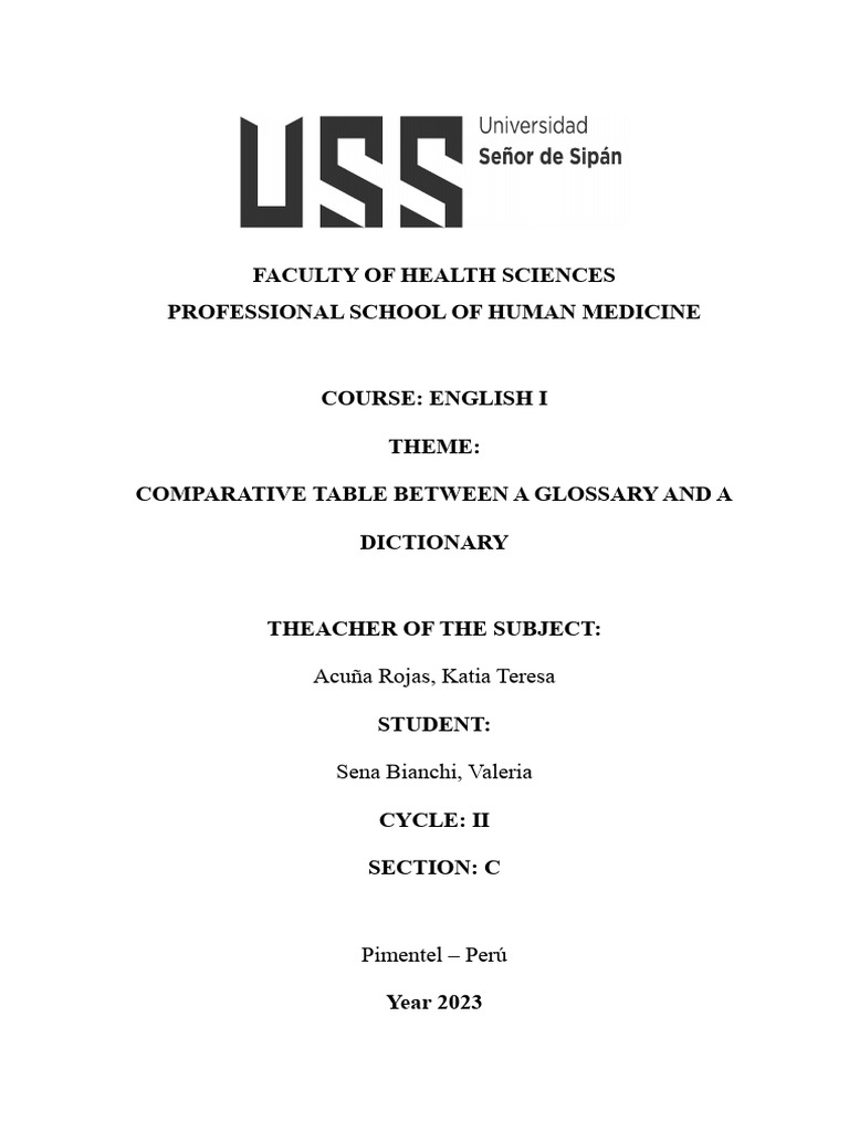 PA1 - Ingles I | PDF | Dictionary | Word