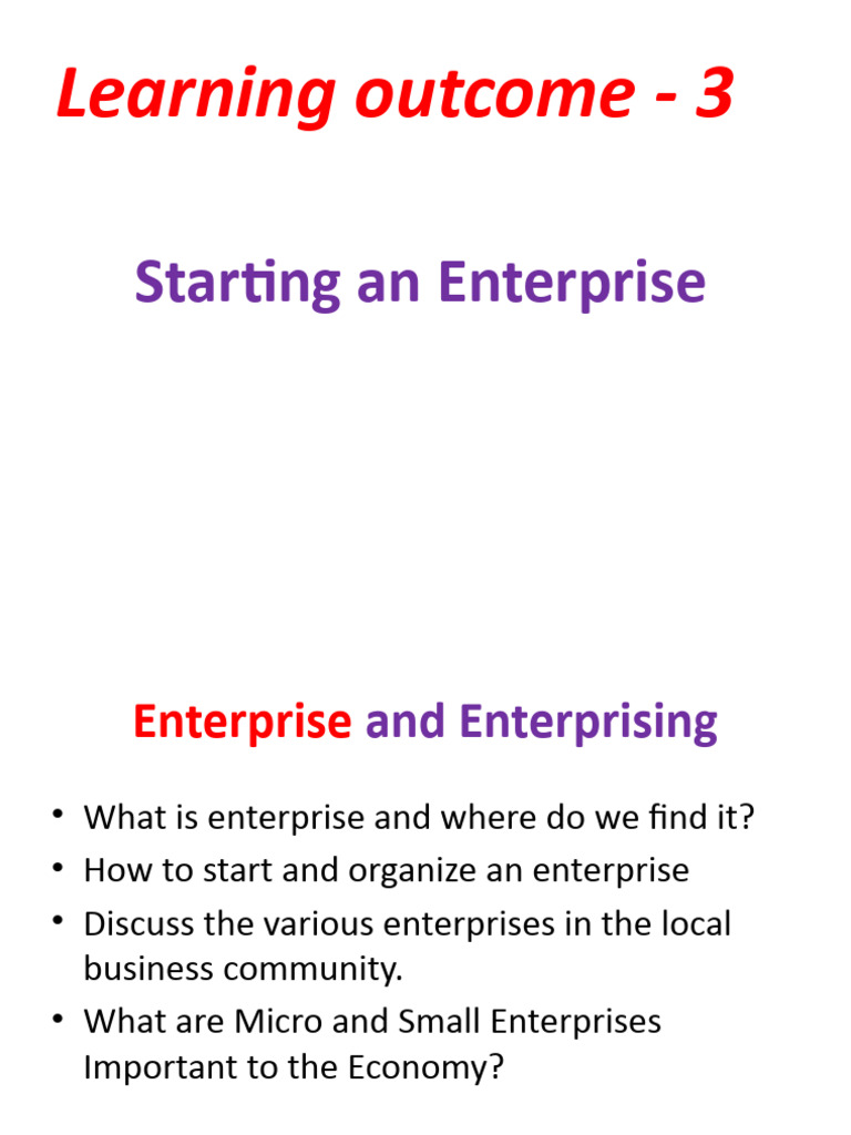 Learning Outcome - 3 Starting Enterprising | PDF | Franchising ...