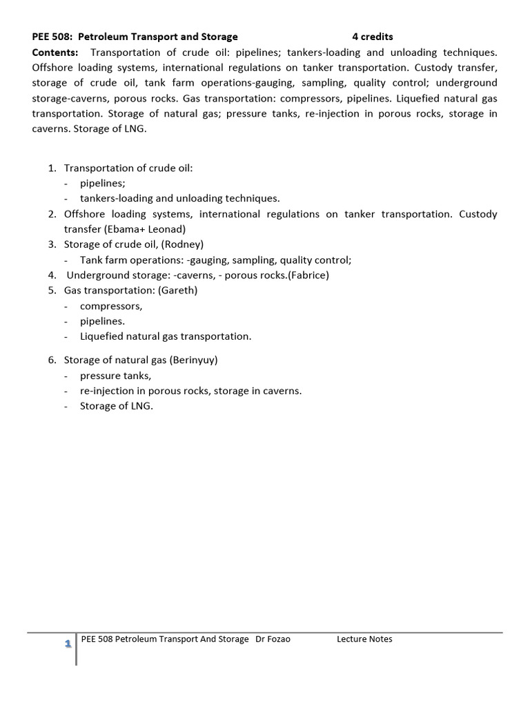Notes On Petroleum Transport | PDF | Oil Tanker | Liquids