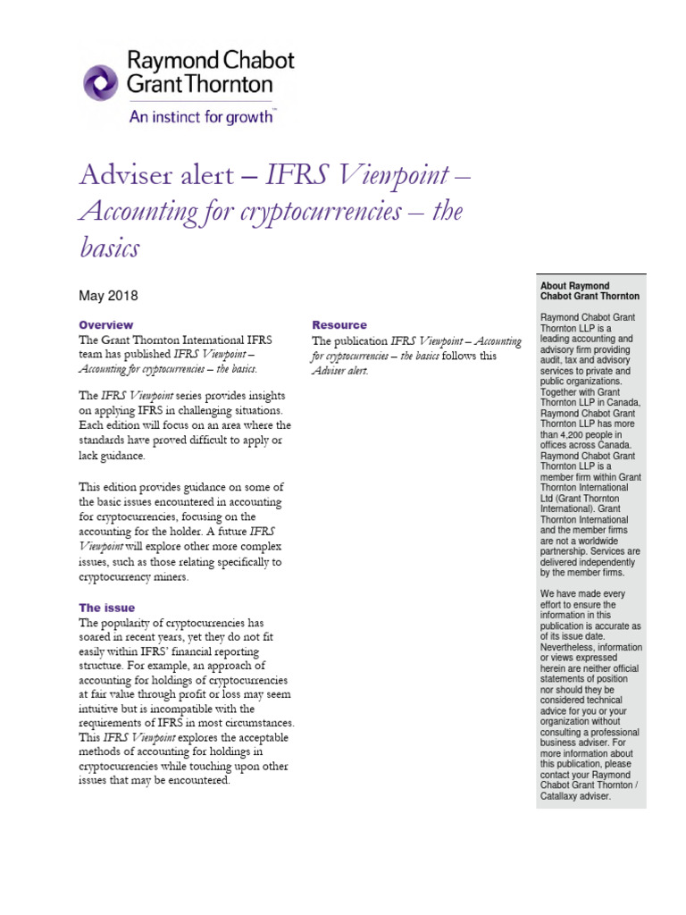 Adviser Alert - Ifrs Viewpoint - Accounting For Cryptocurrencies The ...