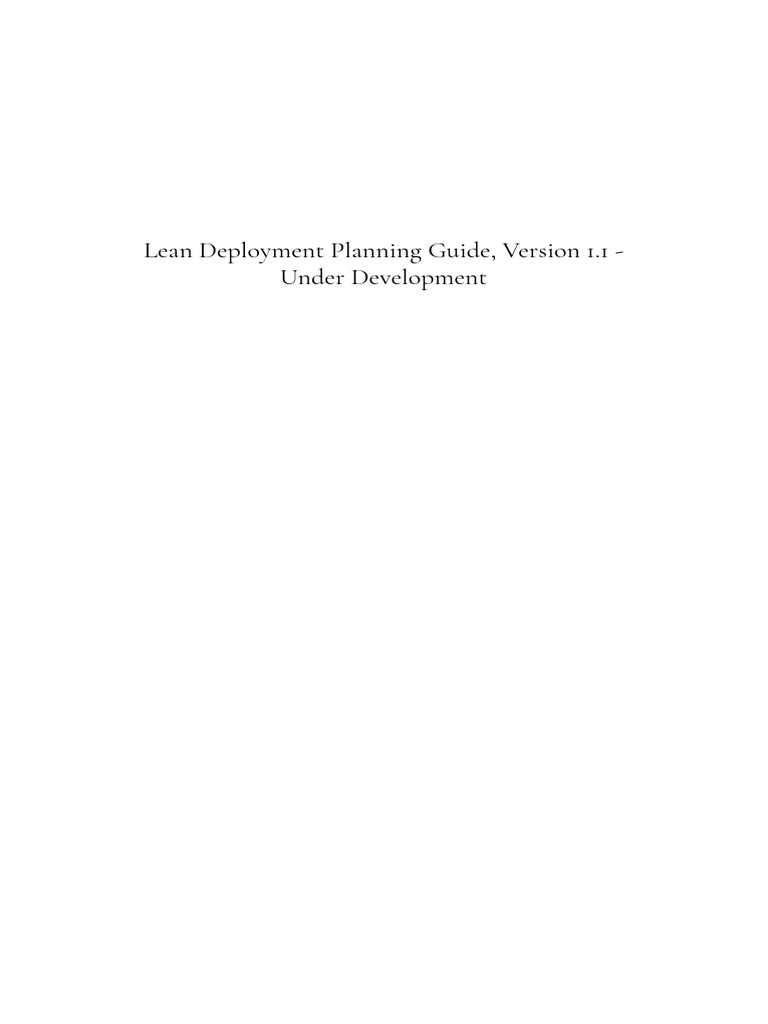 Lean Deployment Planning Guide Version 1.1 Under Development 1571240828 | PDF | Performance ...