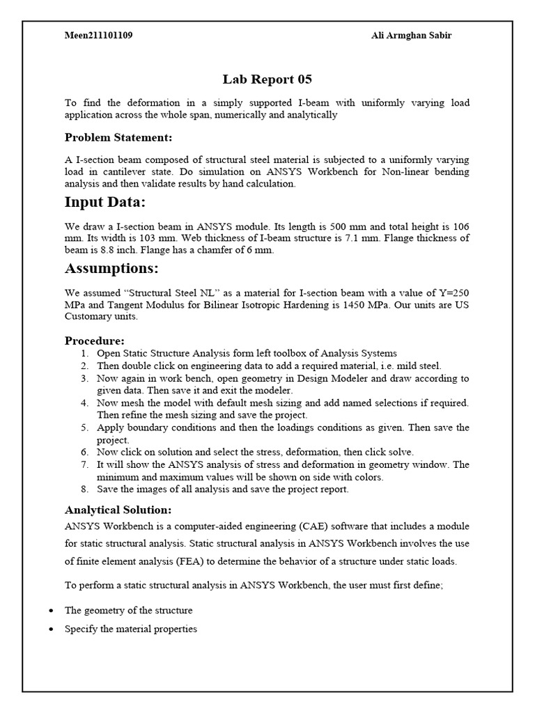 Lab 05_Meen201101106.1.0 | PDF | Elasticity (Physics) | Young's Modulus