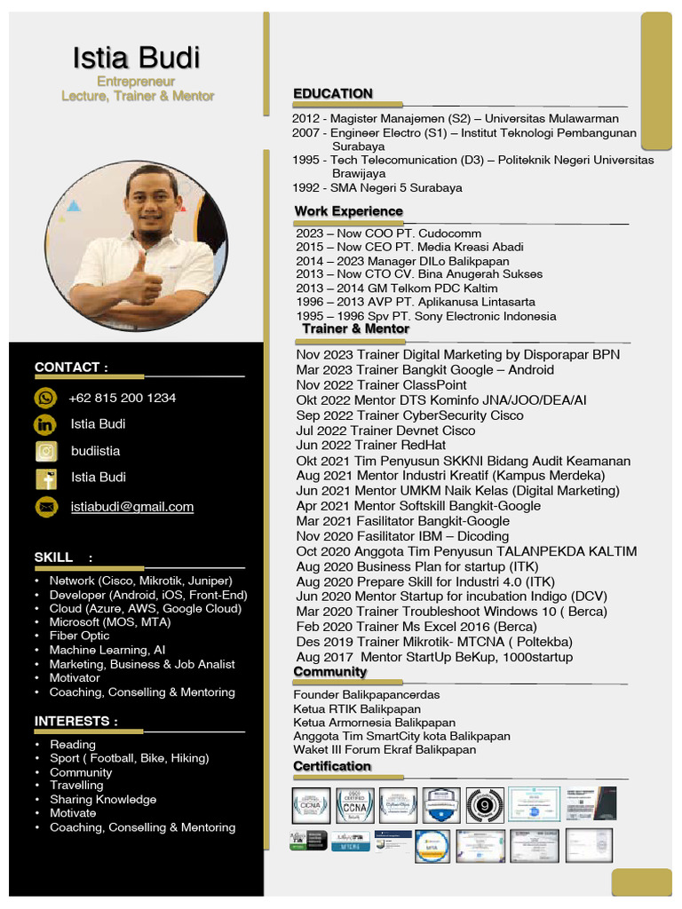 CV Istia Budi JAN 2024-Compressed | PDF | Computer Science | Software
