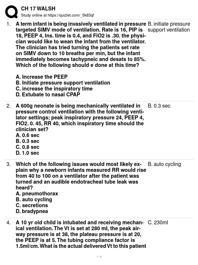 Walsh CH 17 | PDF | Lung | Respiration