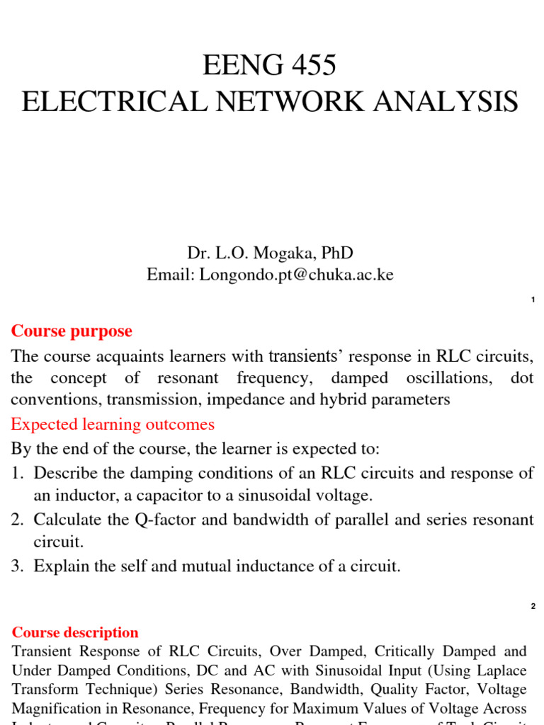 Eeng 455 Lecture 1&2 | Download Free PDF | Resonance | Electrical Network Eeng 455 Lecture 1&2 | Download Free PDF | Resonance | Electrical Network