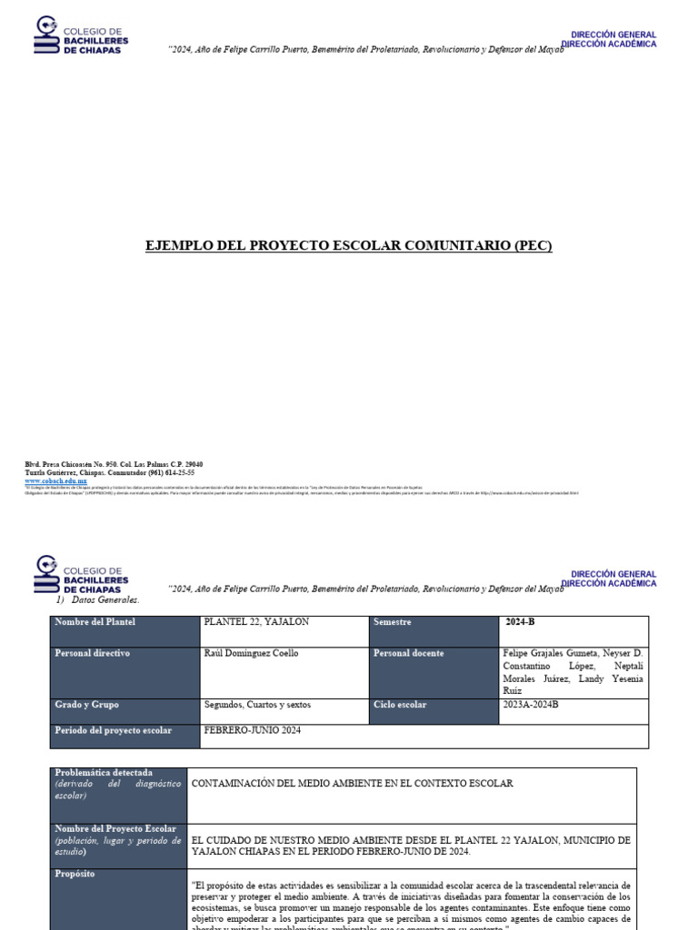 5. Ejemplo Proyecto Escolar Comunitario (PEC) | PDF | Entorno natural | Residuos