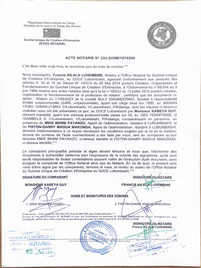 Acte Notarié 1 | PDF