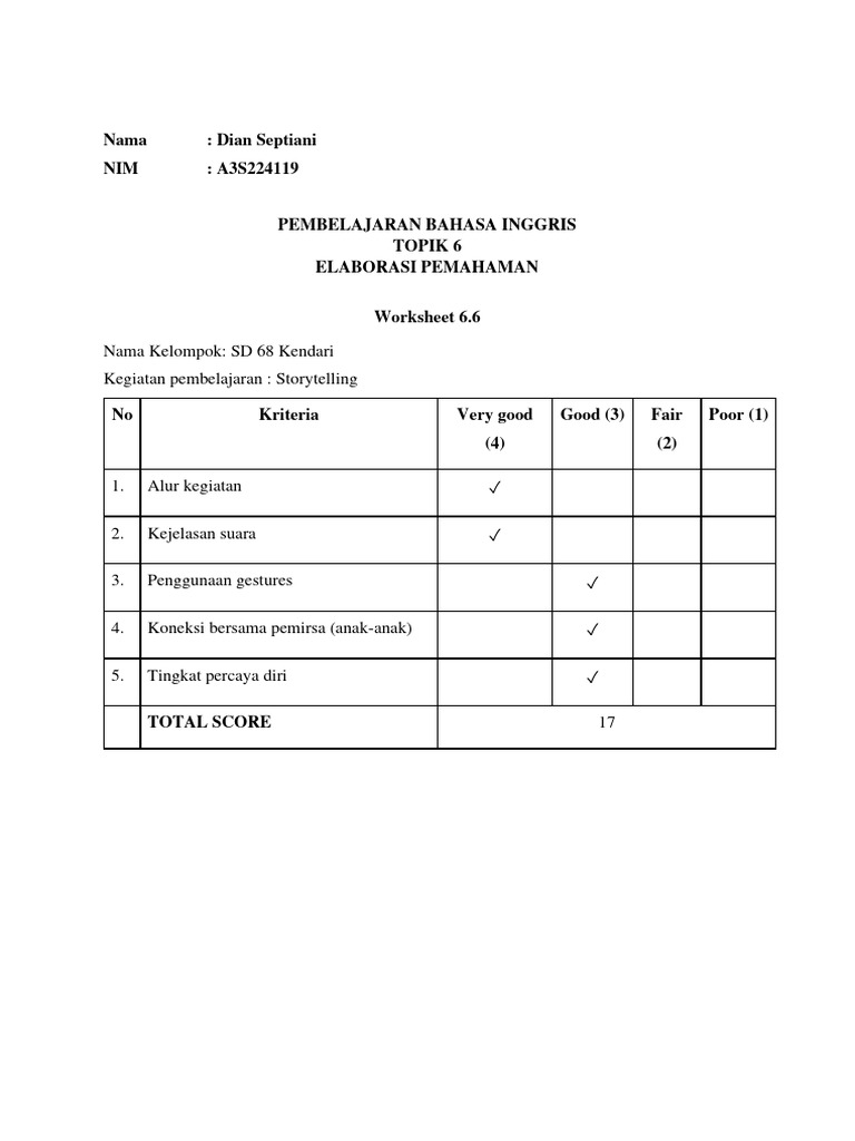 Worksheet 6.6 Topik 6 Elaborasi Pemahaman | PDF