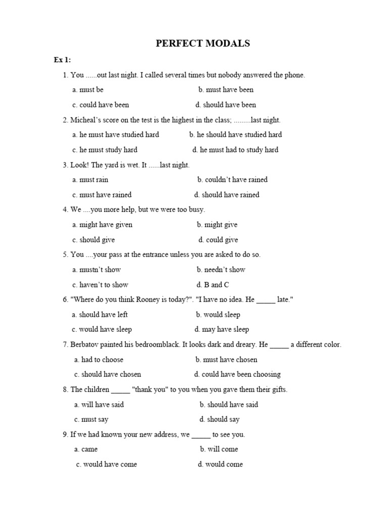 PERFECT MODALS | PDF