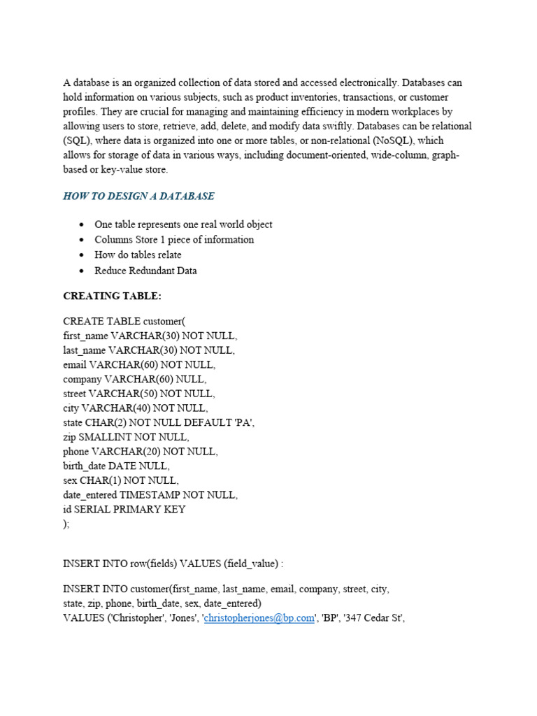 Database Design and SQL Basics Guide | PDF | Computers