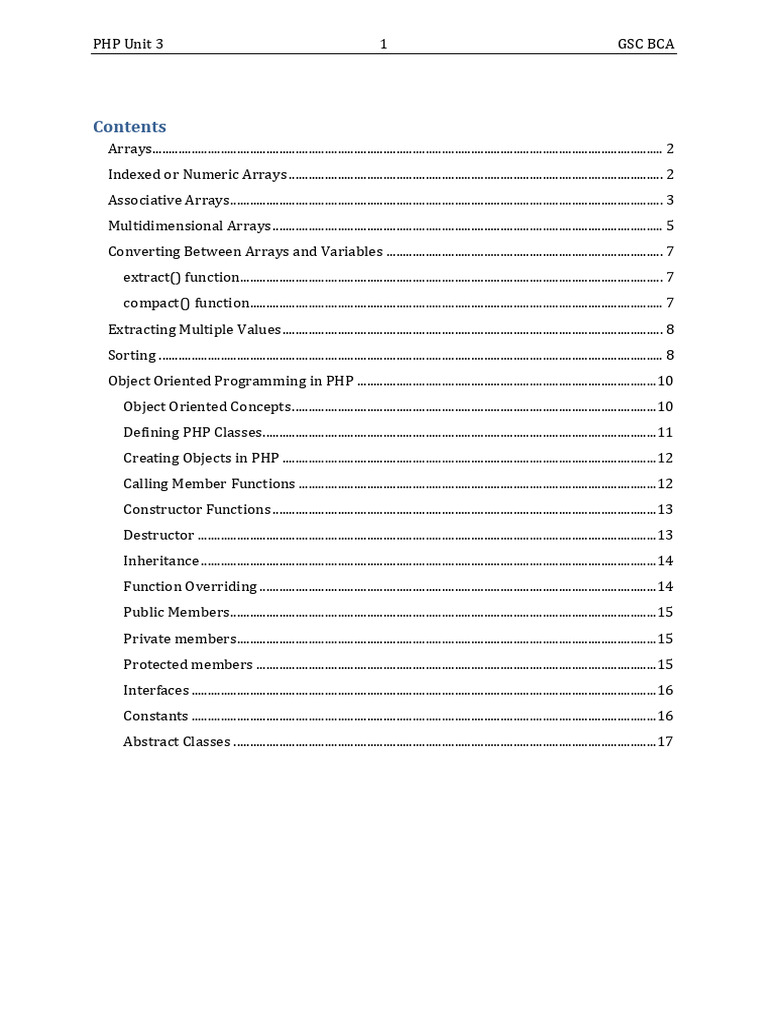 Php Unit 3 Pdf Class Computer Programming Inheritance Object 4100