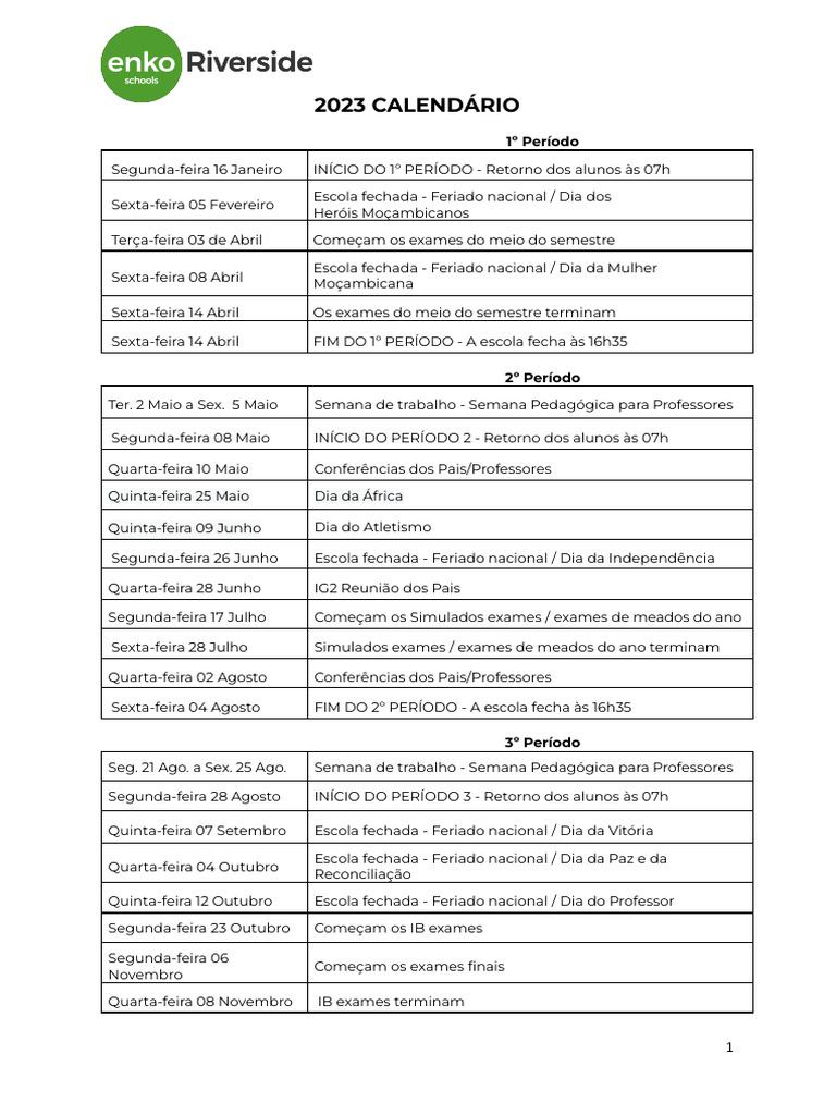 Enko-Riverside-calendar-2023 PT | PDF