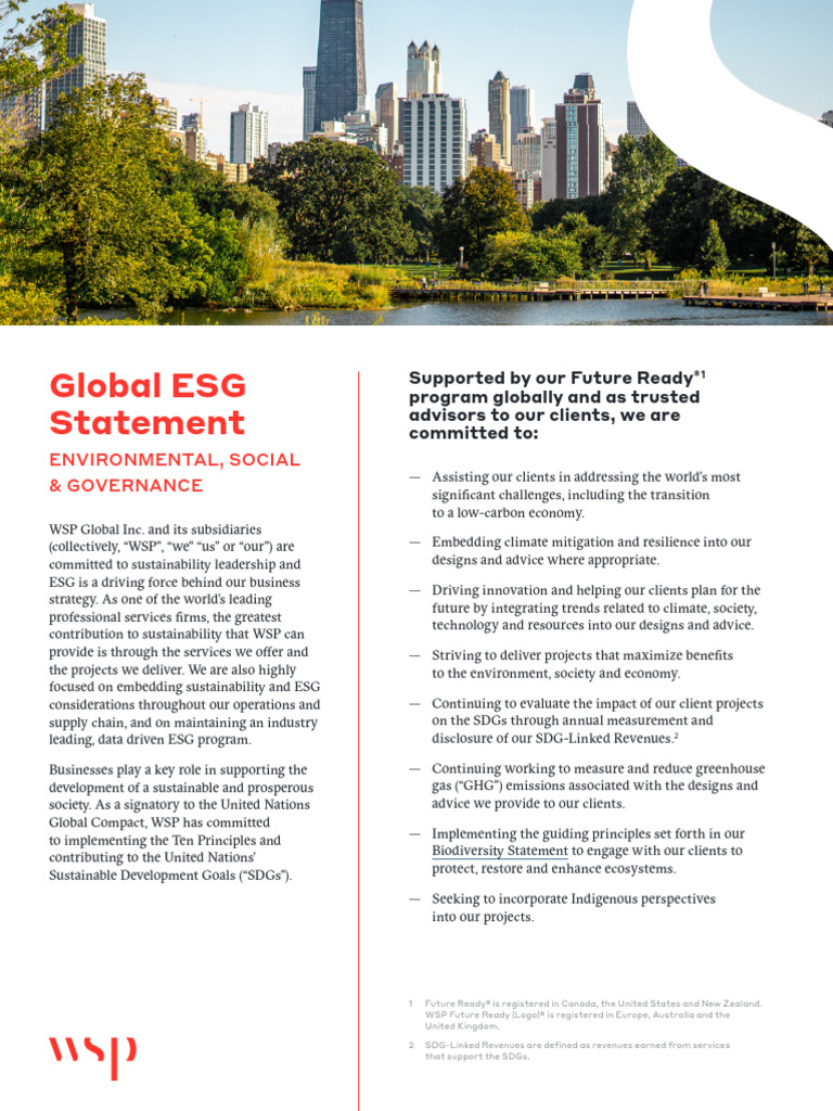 WSP Global Esg Statement en | PDF | Sustainability | Risk
