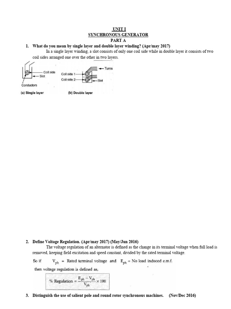 193 - EE8401, EE6504 Electrical Machines II - 2 Marks With Answers ...