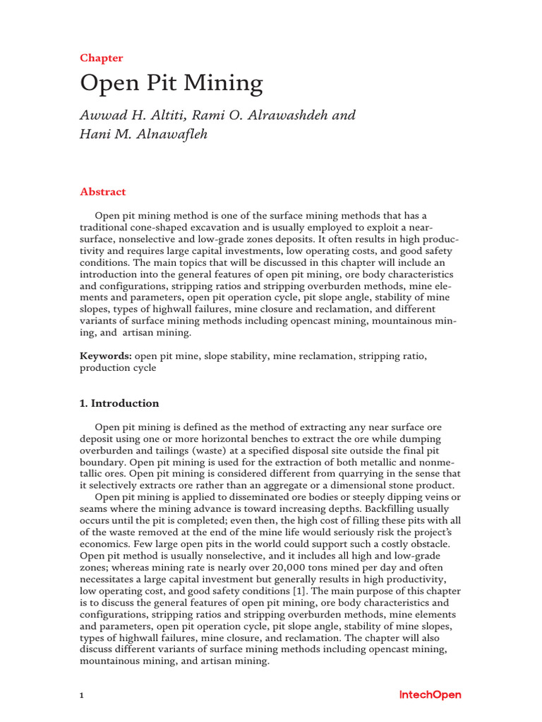 IntechOpen Mining 03202020 | PDF | Mining | Coal Mining