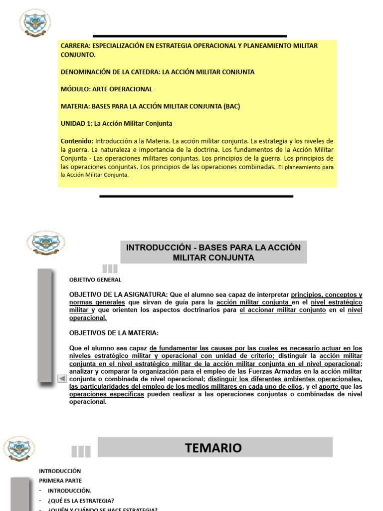 2024 - Especialización Final VF Bac Unidad 1-Completa | PDF | Estrategia militar | Militar