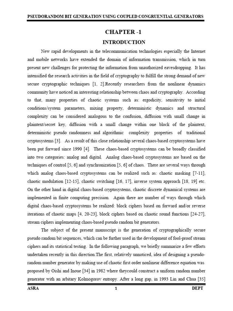 Pseudorandom Bit Generation FINAL | PDF | Cryptography | Chaos Theory