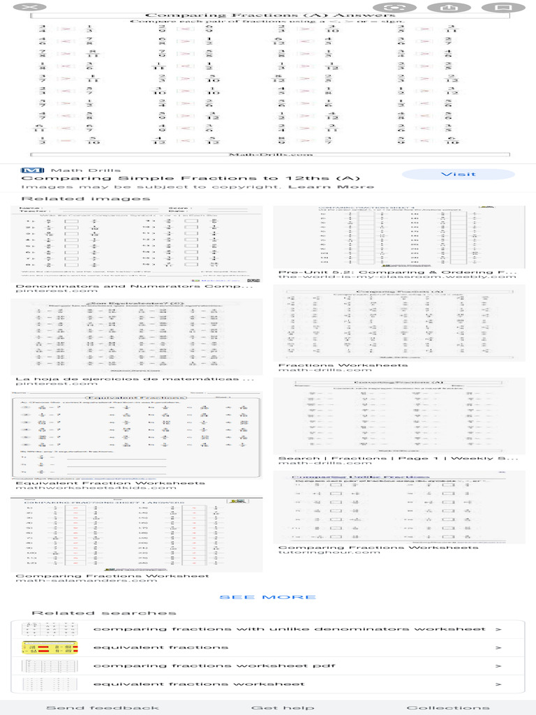 Comparing Fractions Worksheet | PDF