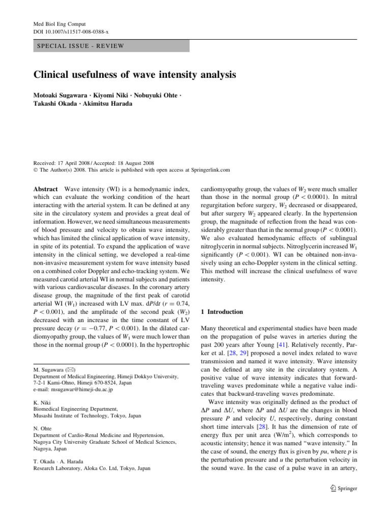 Wave Intensity | PDF | Blood Pressure | Pulse