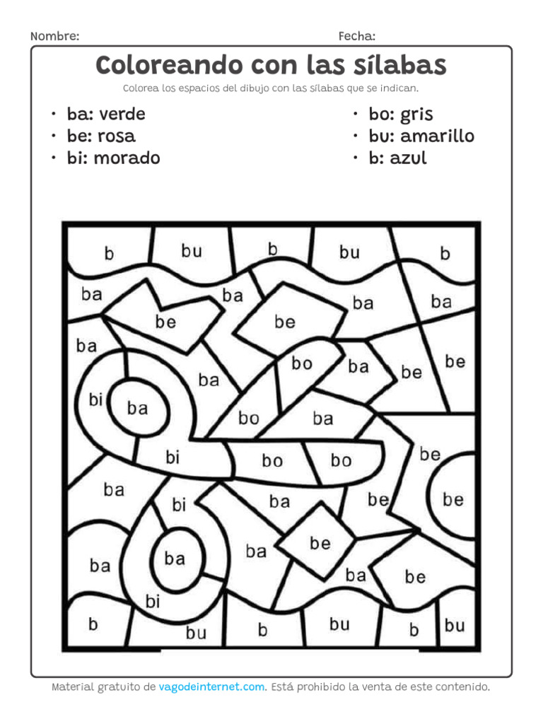 Coloreando Con Las Sílabas | PDF | Amarillo | Percepción visual