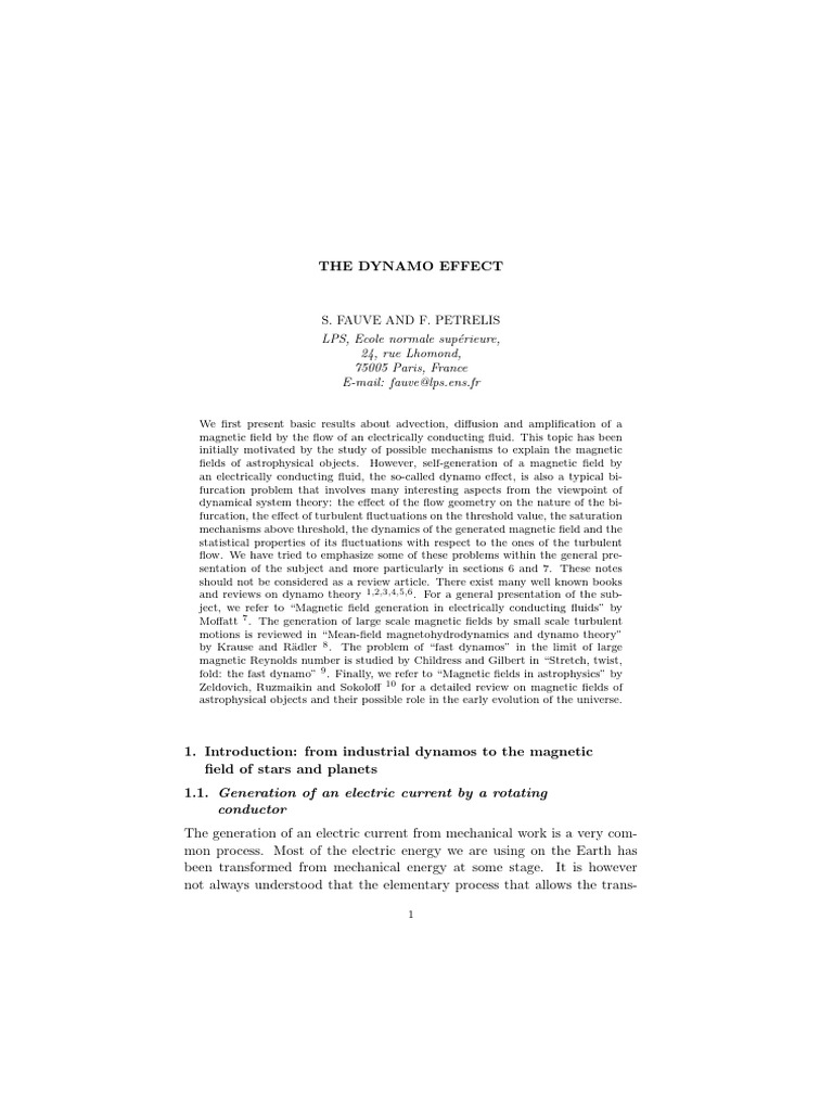 dynamo (1) | PDF | Magnetohydrodynamics | Fluid Dynamics